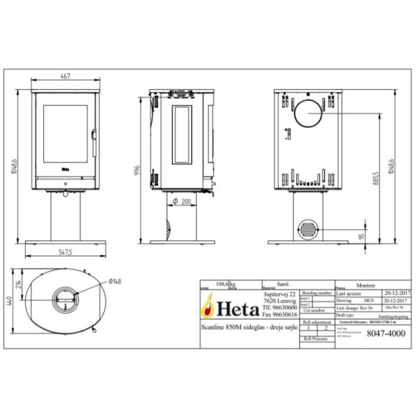 HETA Scan-Line 850M Brændeovn Sort | Køb hos Pejsen